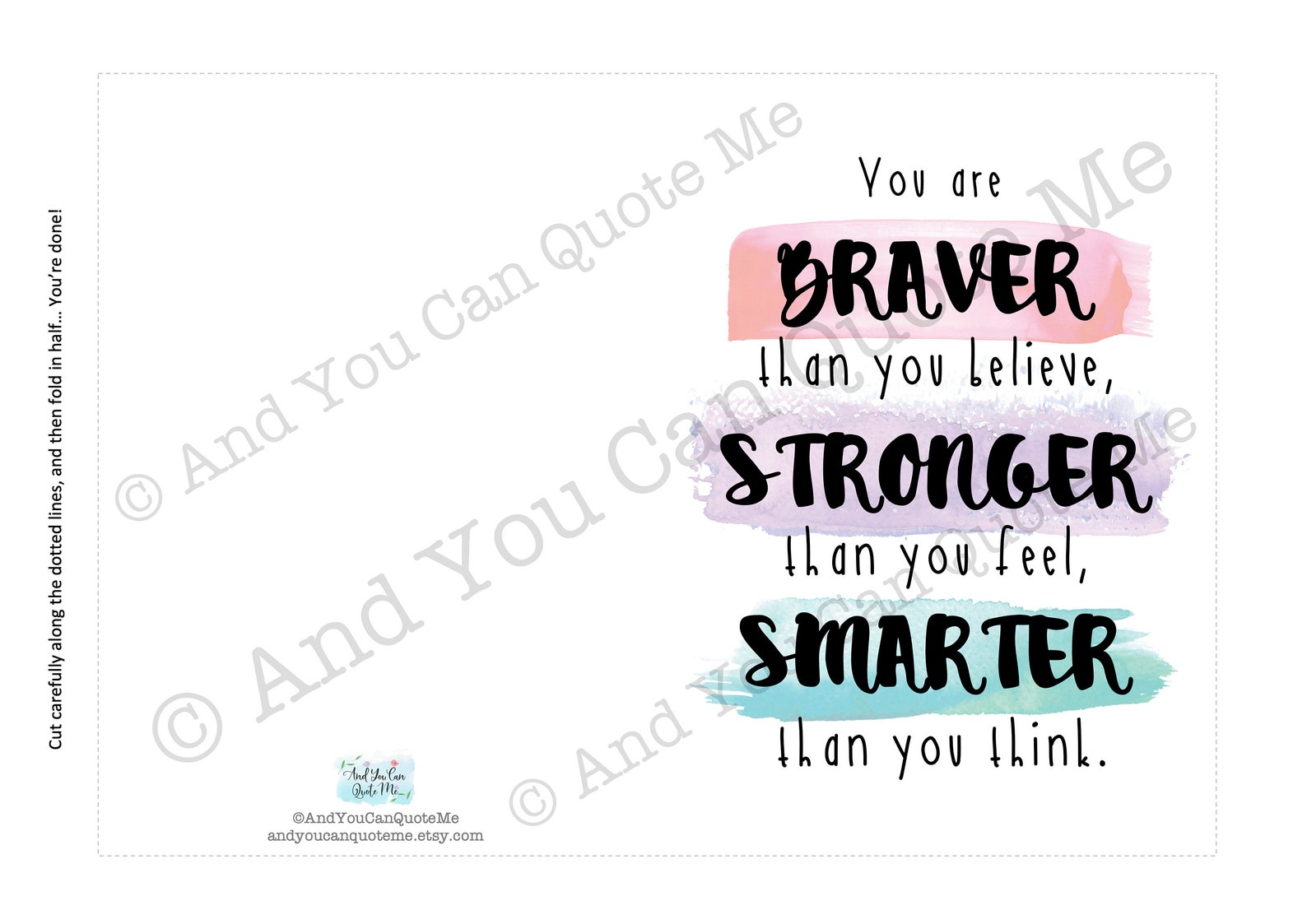 Printable Card Self Esteem Card Positive Quotes Motivating - Etsy
