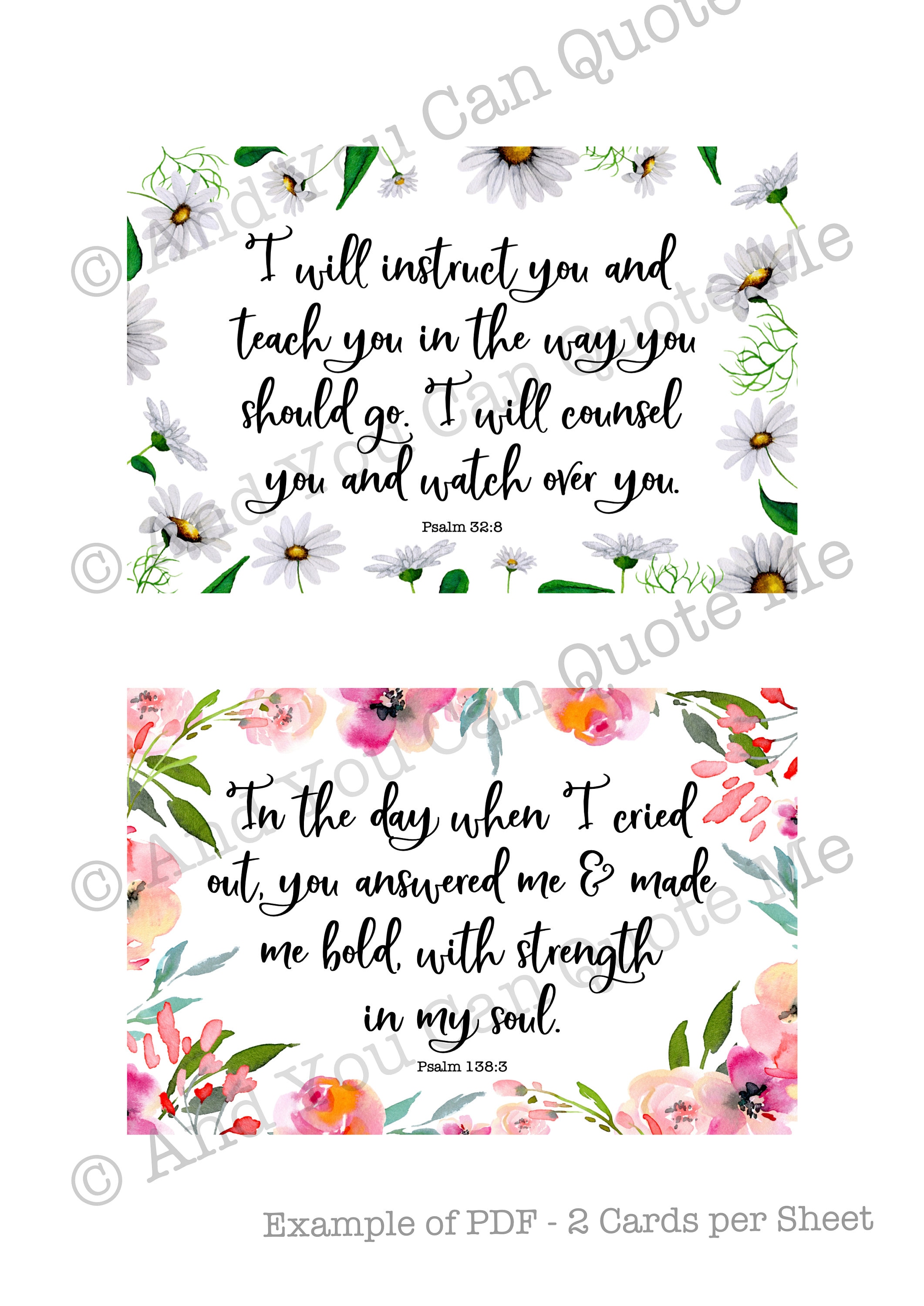 4x6 Bible Verse Cards Psalms Quotes Instant Download Cards | Etsy