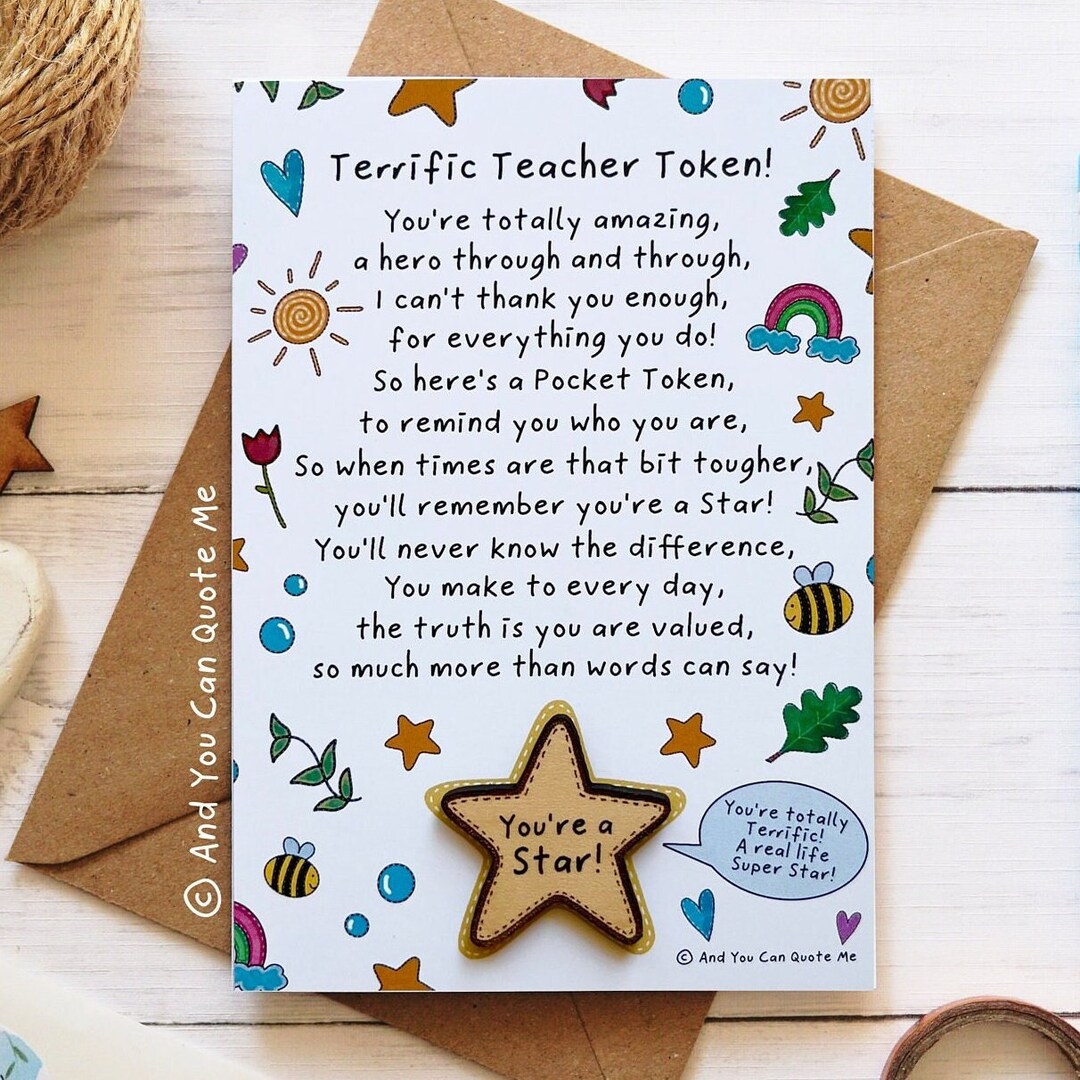 Teacher Token, Thank You Teacher, Small Teacher Gift, Teacher Card, LSA ...