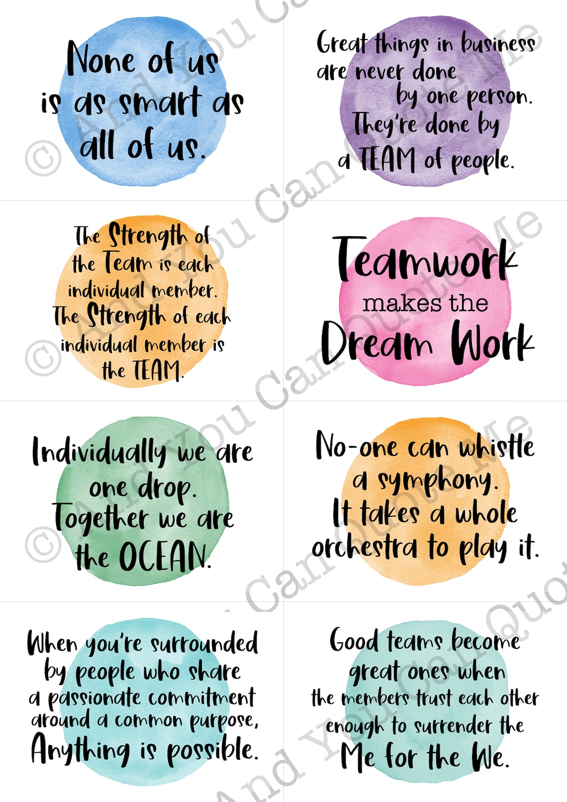 Mini Teamwork Positivity Cards Teamwork Quotes Staff | Etsy