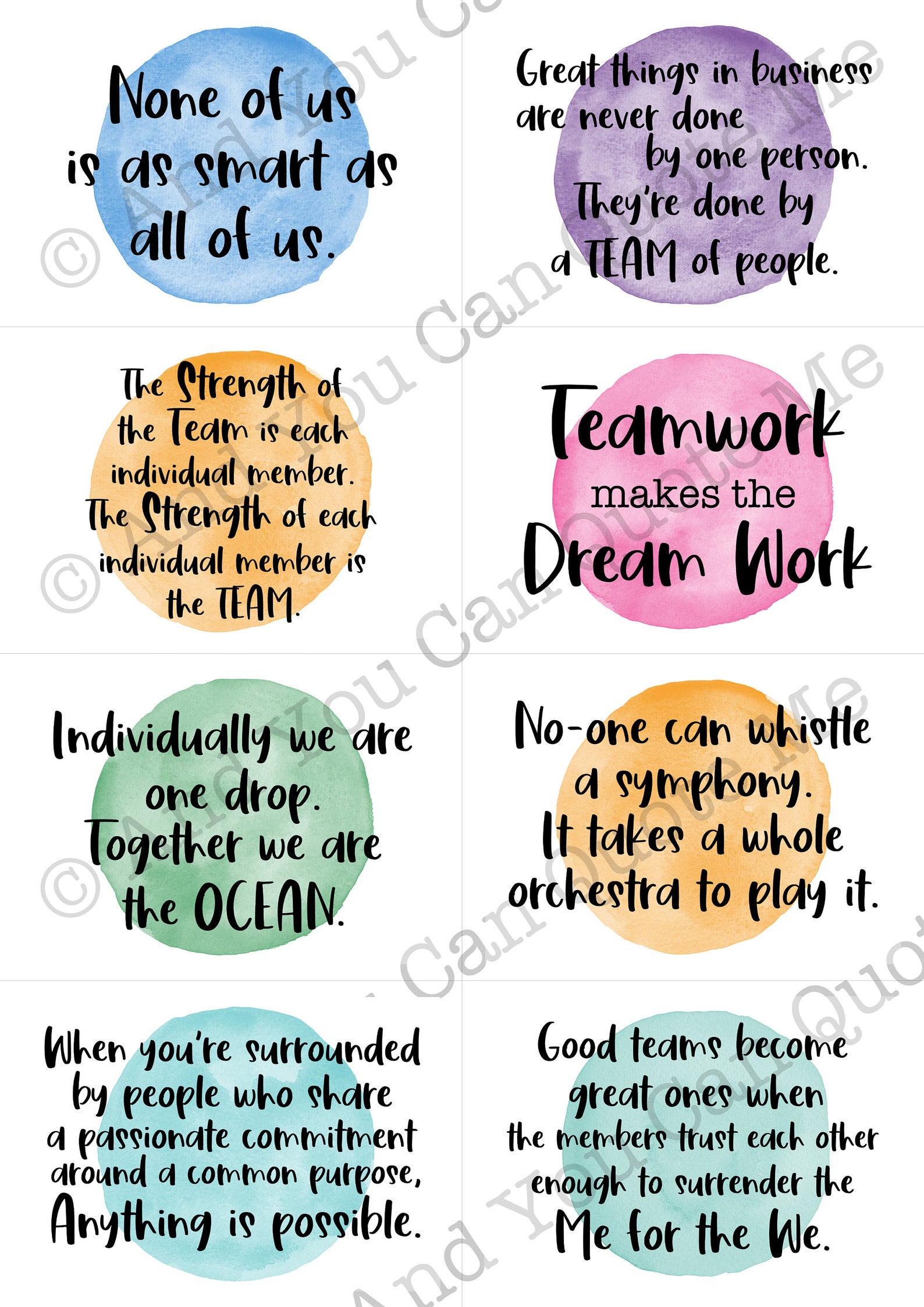 Mini Teamwork Positivity Cards, Teamwork Quotes, Staff Positivity ...