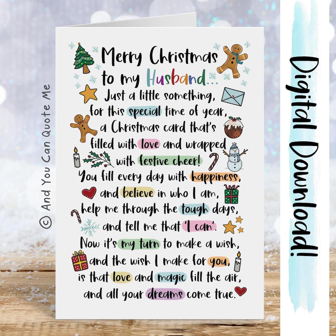 Husband Christmas, Husband Card, Christmas Card, Downloadable Card ...