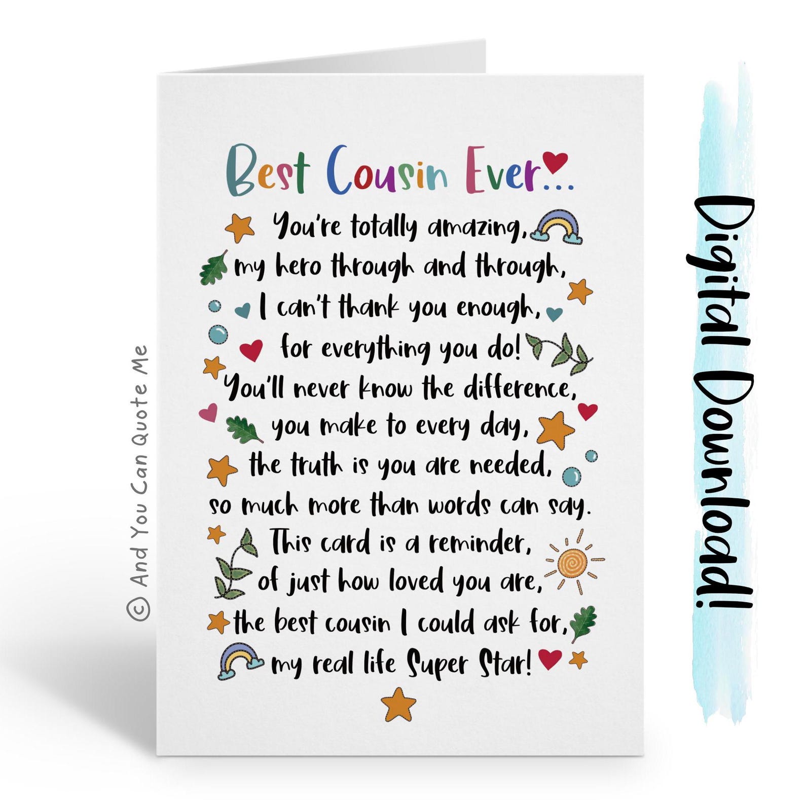 Best Cousin Card, Cousin Download, Thank You Cousin, Supportive Cousin ...