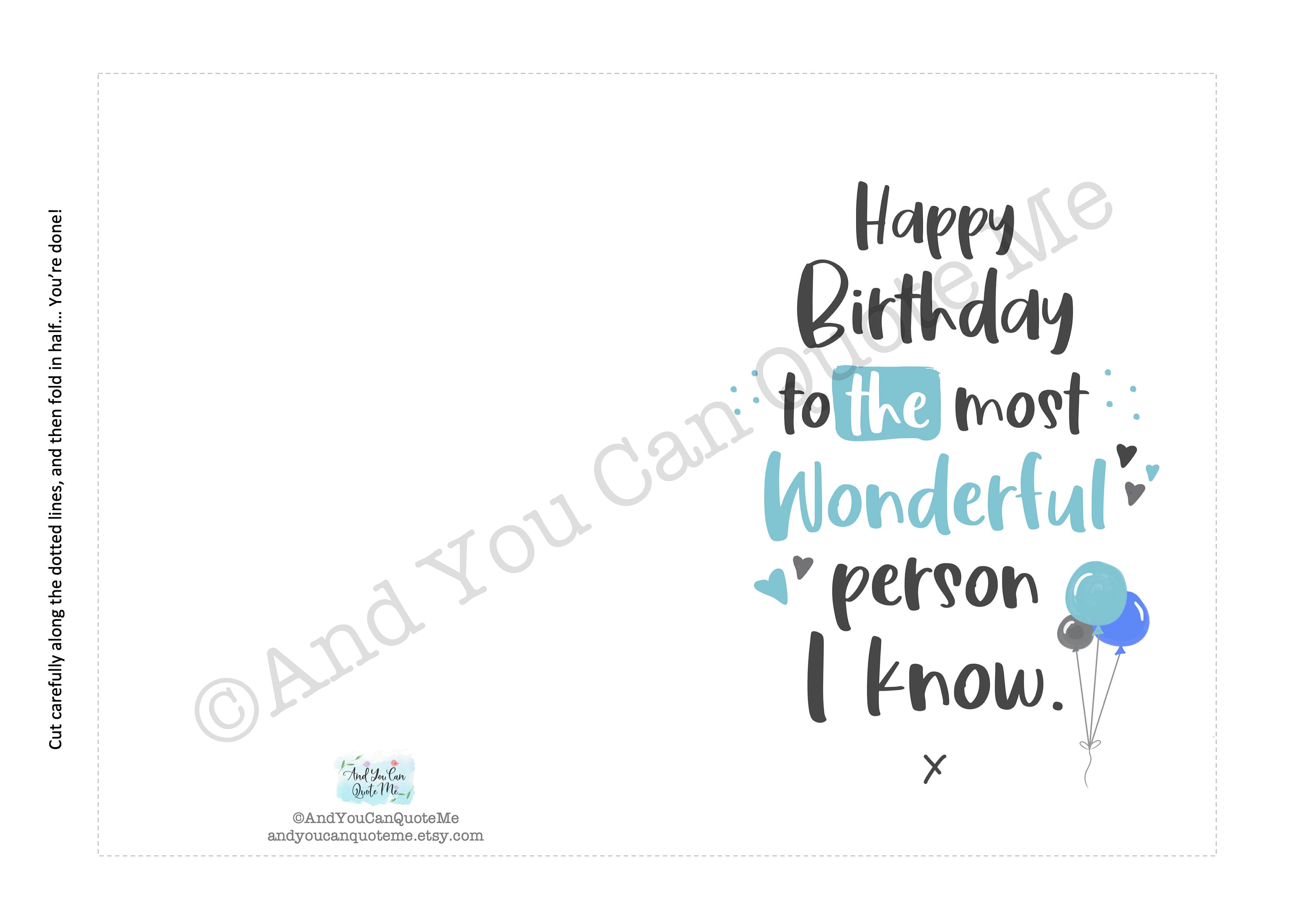 Printable Birthday Card Happy Birthday Typography Card Card | Etsy