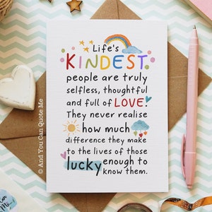 Kindest People Card, Friendship Card, Thank You Card, Positivity Card ...