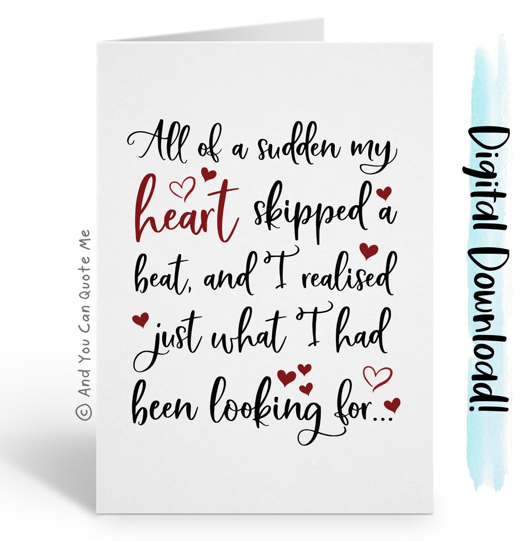 Valentines Card, Printable Love Card, My Heart, Soulmate Card, Fiance ...