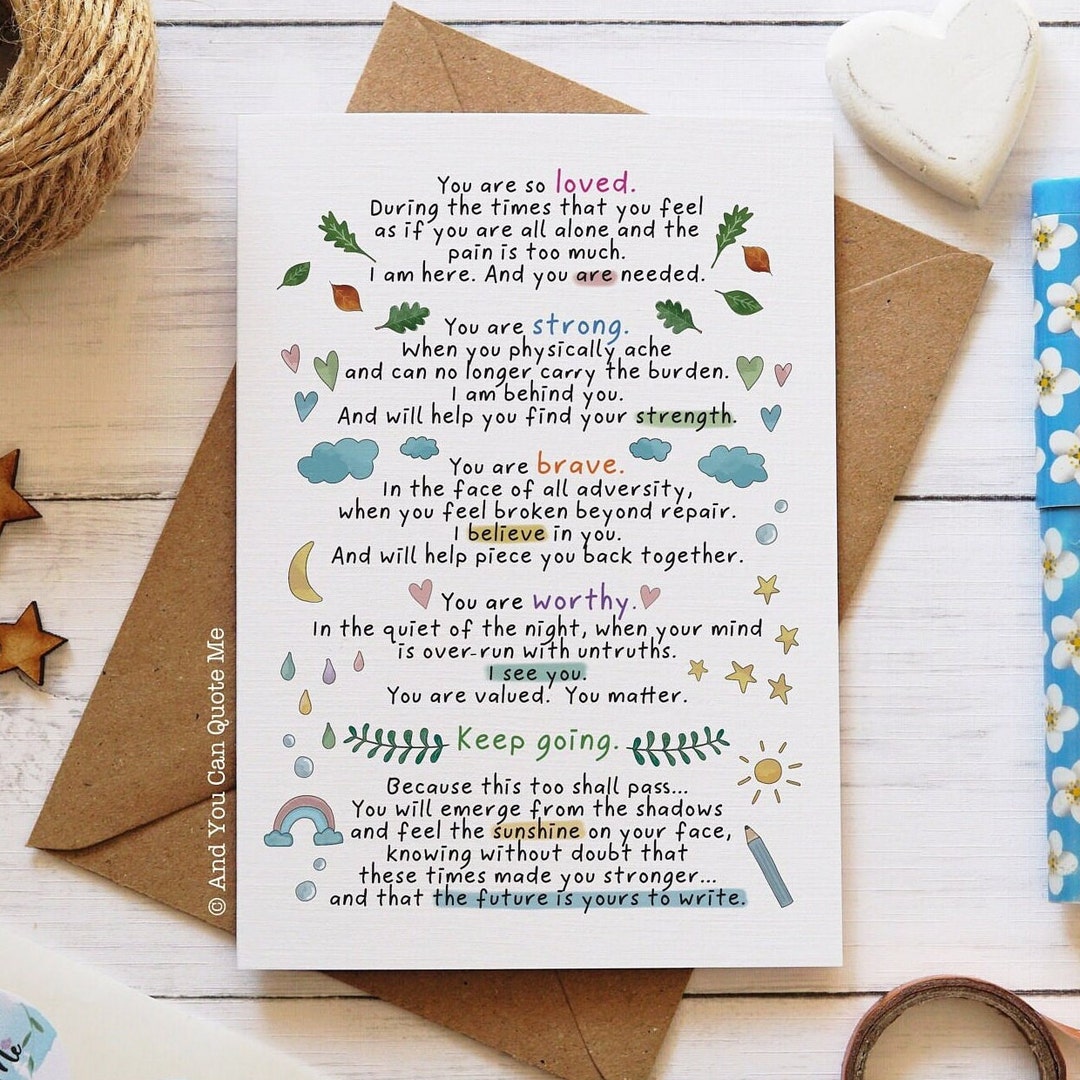 Feeling Down, Anxiety Card, Tough Times Card, Thinking of You ...