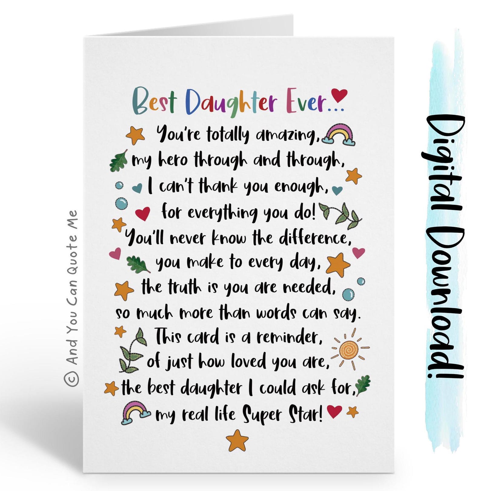 Thank You Daughter, Supportive Daughter, Special Daughter, Daughter ...
