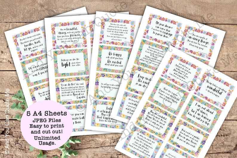 40 Printable Positivity Mini Cards, Encouragement Quotes, Inspiring ...