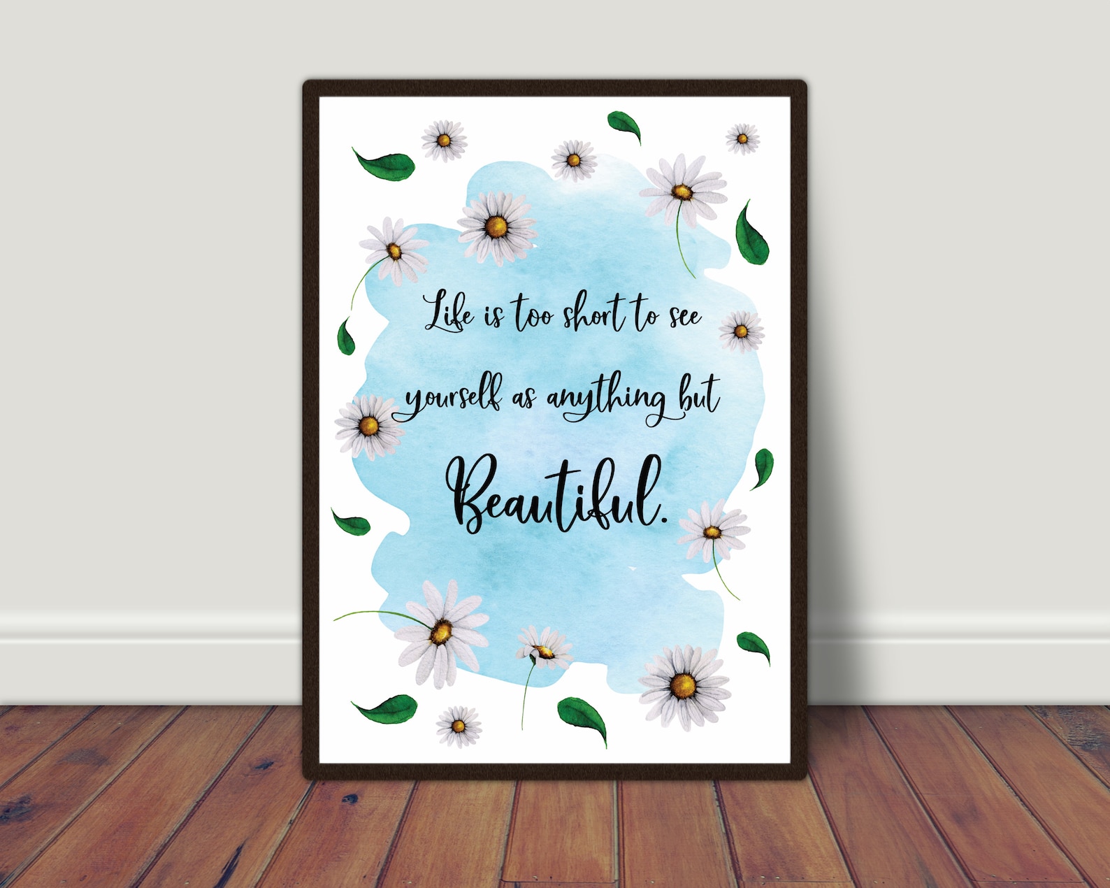Self Esteem Quote, Quote Art Print, Digital Wall Art Floral, Positivity ...