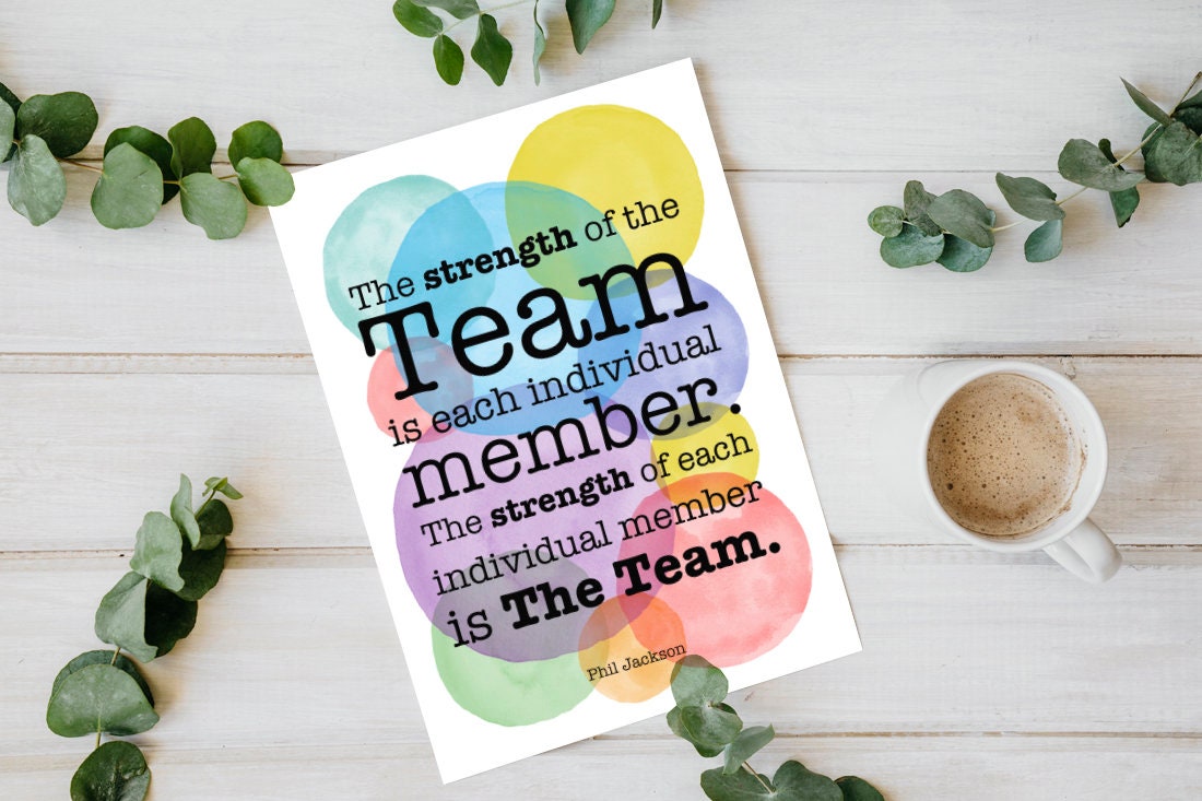 Teamwork Print, Office Print, Boss Gift, Positive Quote, Staff Room ...