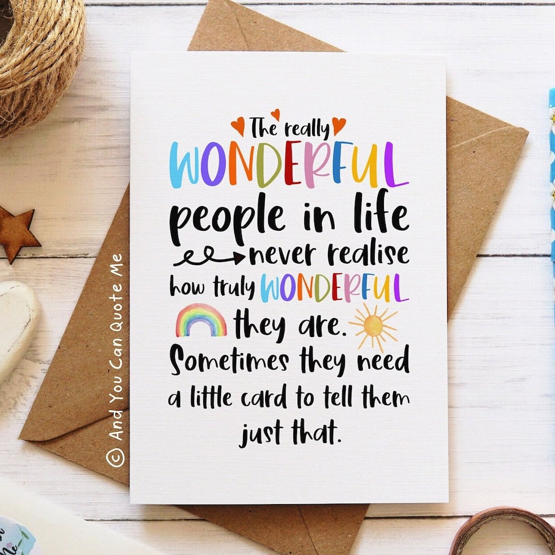 Wonderful People, Positivity Card, Friendship Card, Thank You Friend ...