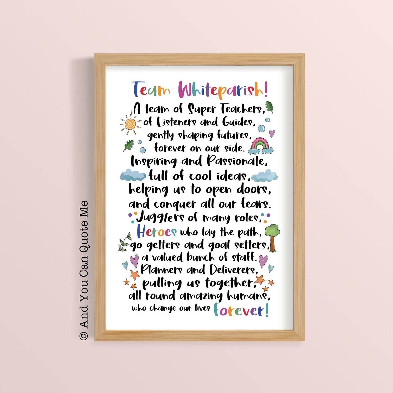 Personalised School Print Nursery Staff Gift Headteacher - Etsy UK