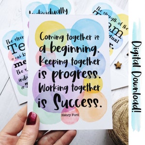Teamwork Postcards, Printable Team Quotes, Positive Quotes, Staff Gifts ...