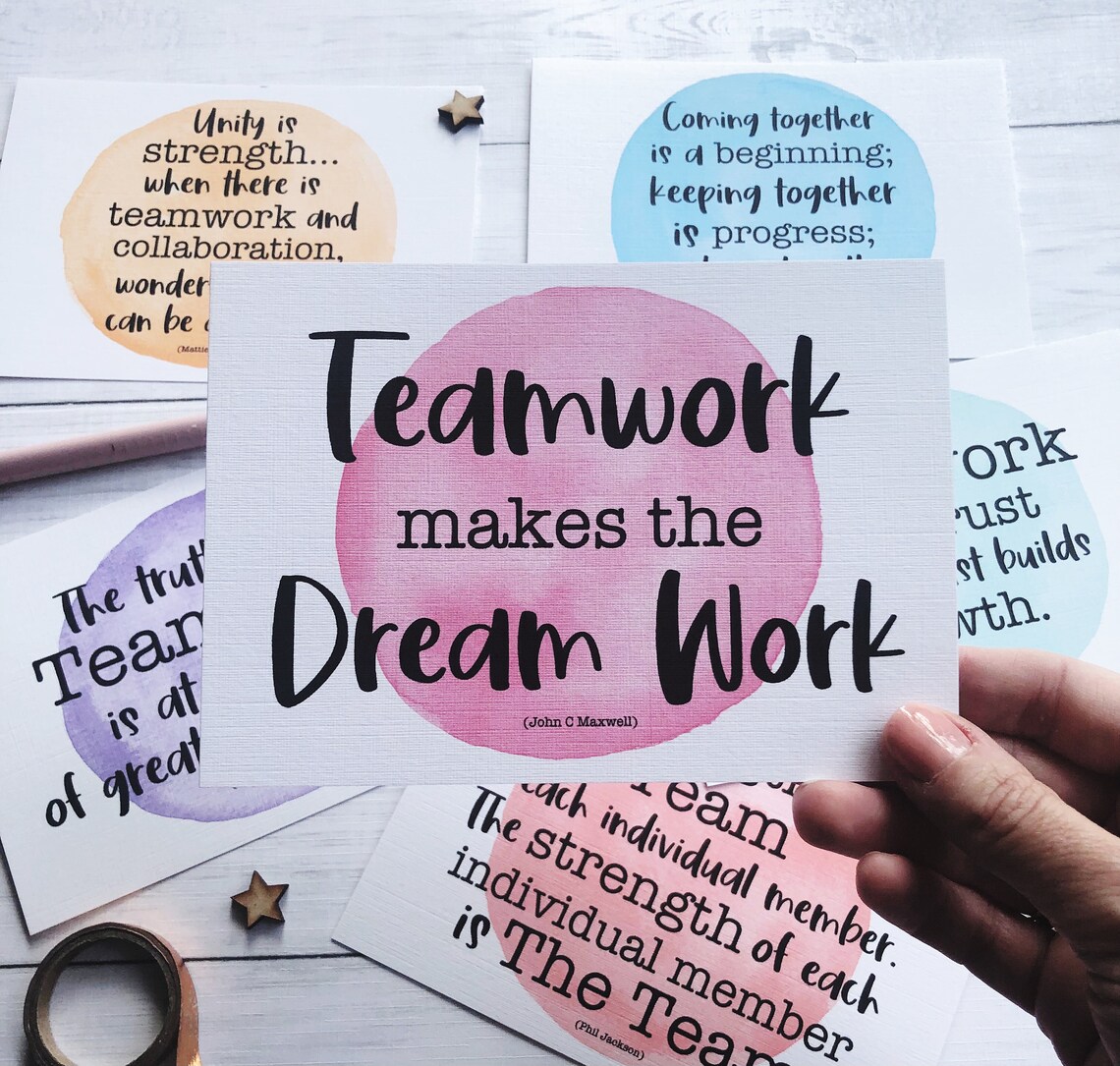 Teamwork Postcards Thank You Team Team Quotes Positive | Etsy UK