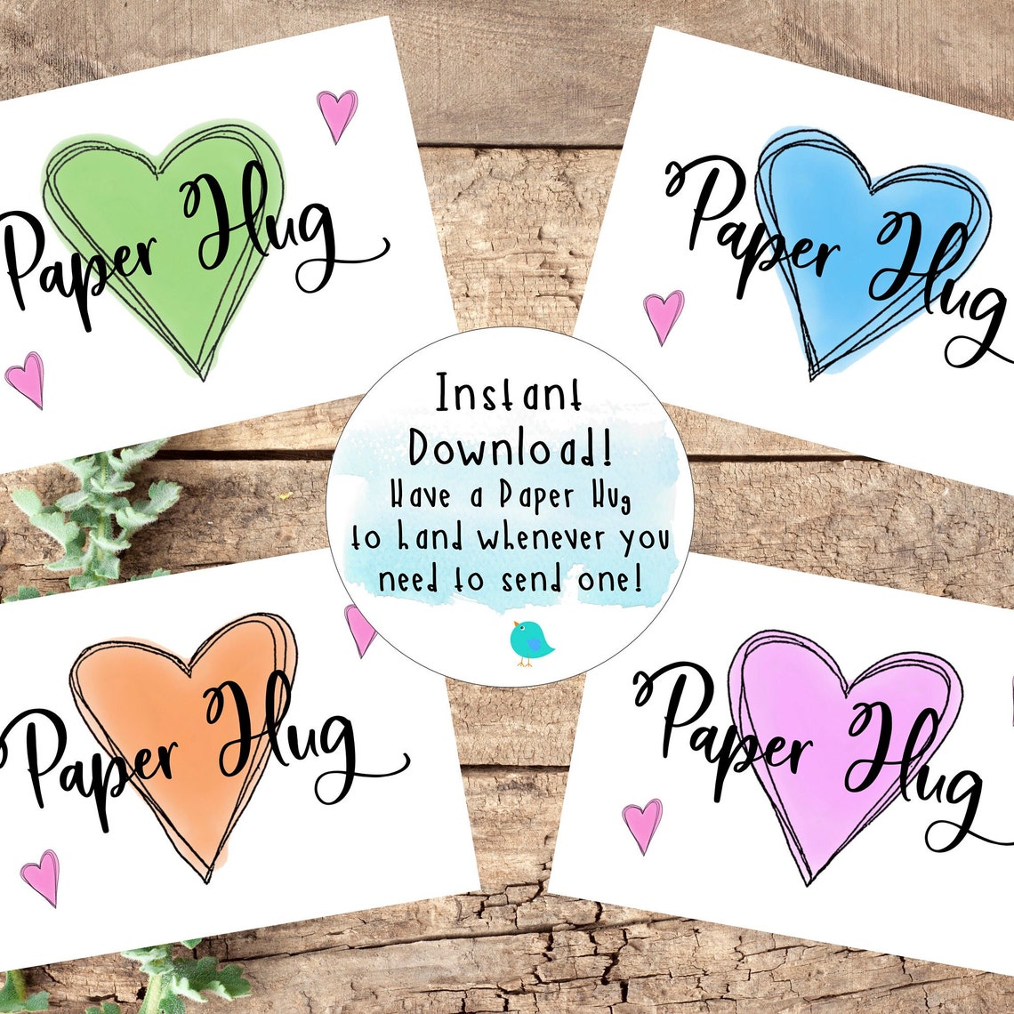 Printable Positivity Post Cards, Instant Download, Paper Hug Cards ...