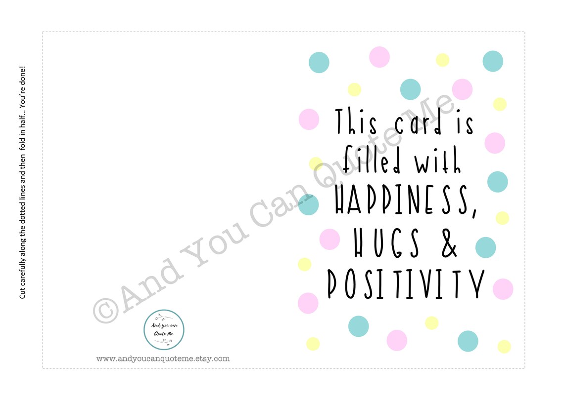 Positivity Card, Encouragement Card, Instant Download, Just Because ...