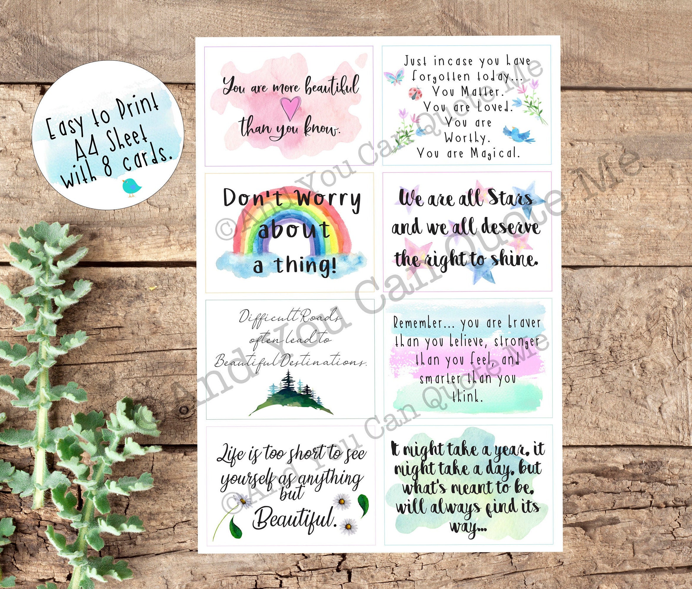 Printable Positivity Cards, Inspirational Words, Encouragement Cards ...
