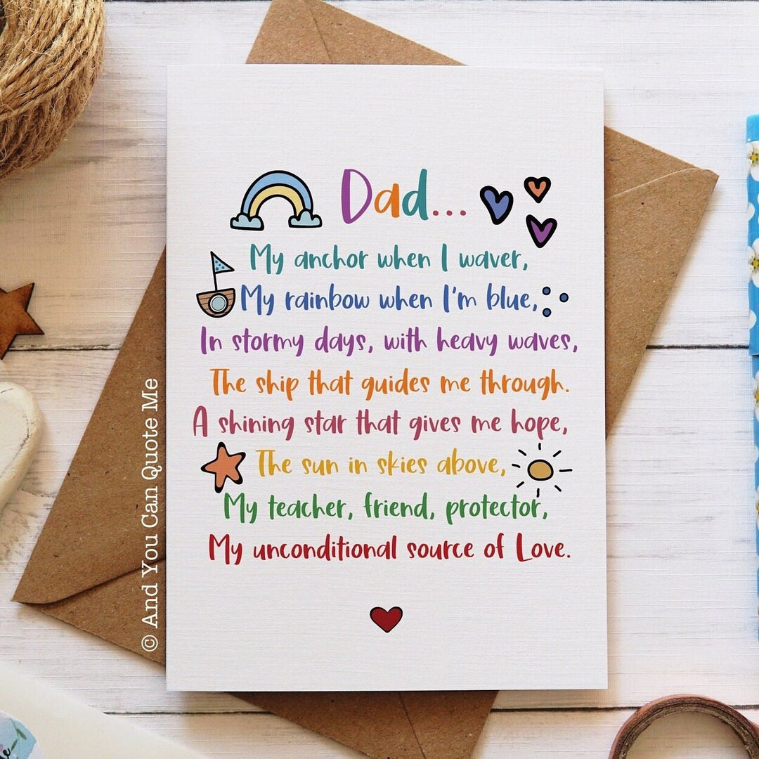 Buy Father's Day Card, Dad Card, Thank You Dad, Dad Poem, Special Dad ...