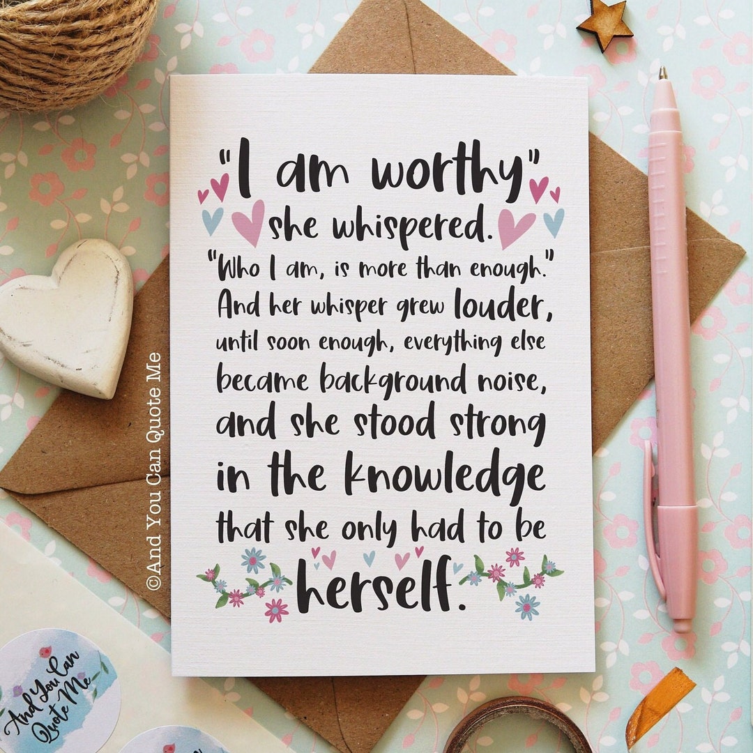 I Am Worthy Positivity Card Self Confidence Card Anxiety - Etsy