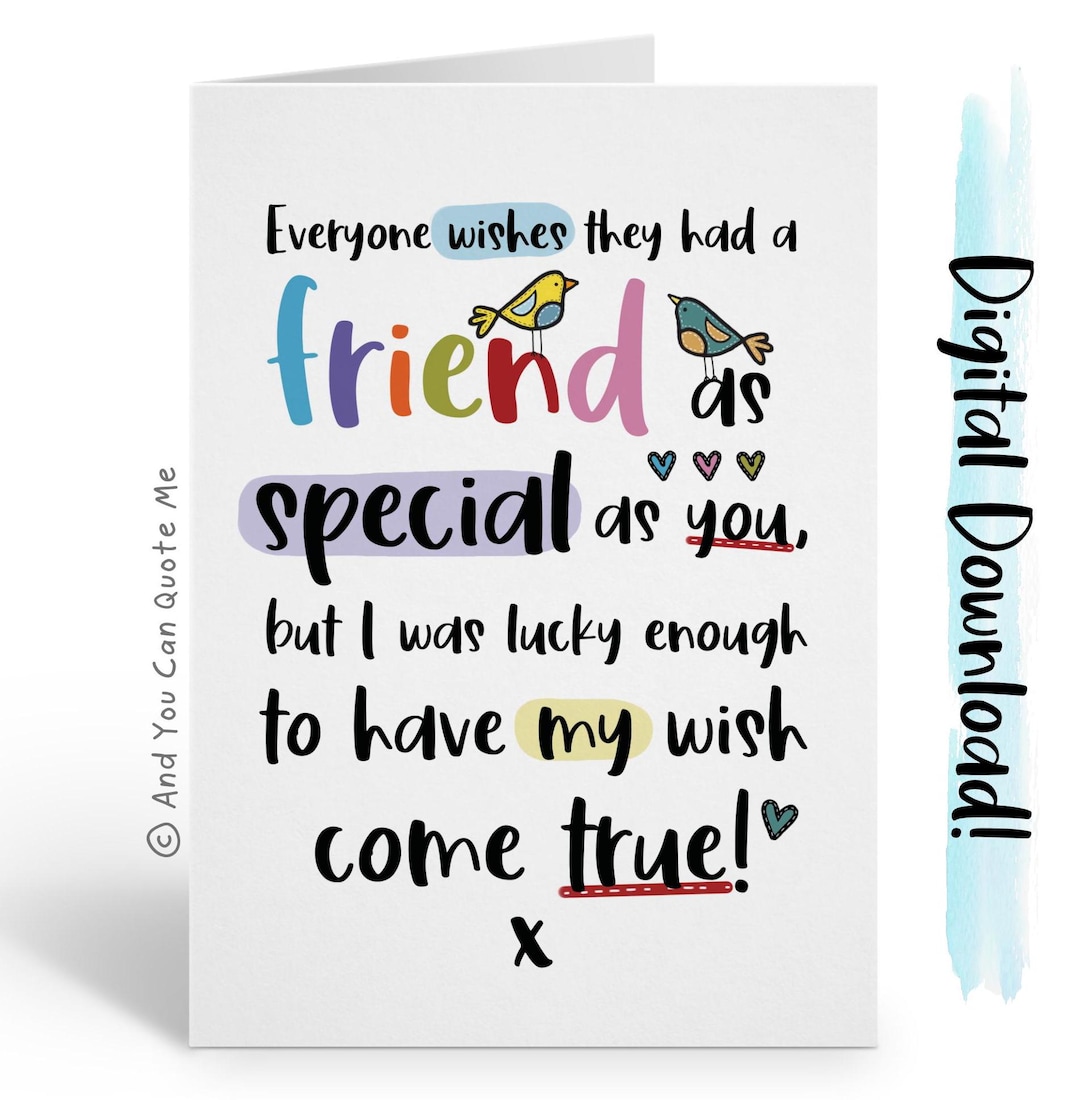 Friendship Card, Thank You Friend, Bestie Download, Supportive Friend ...