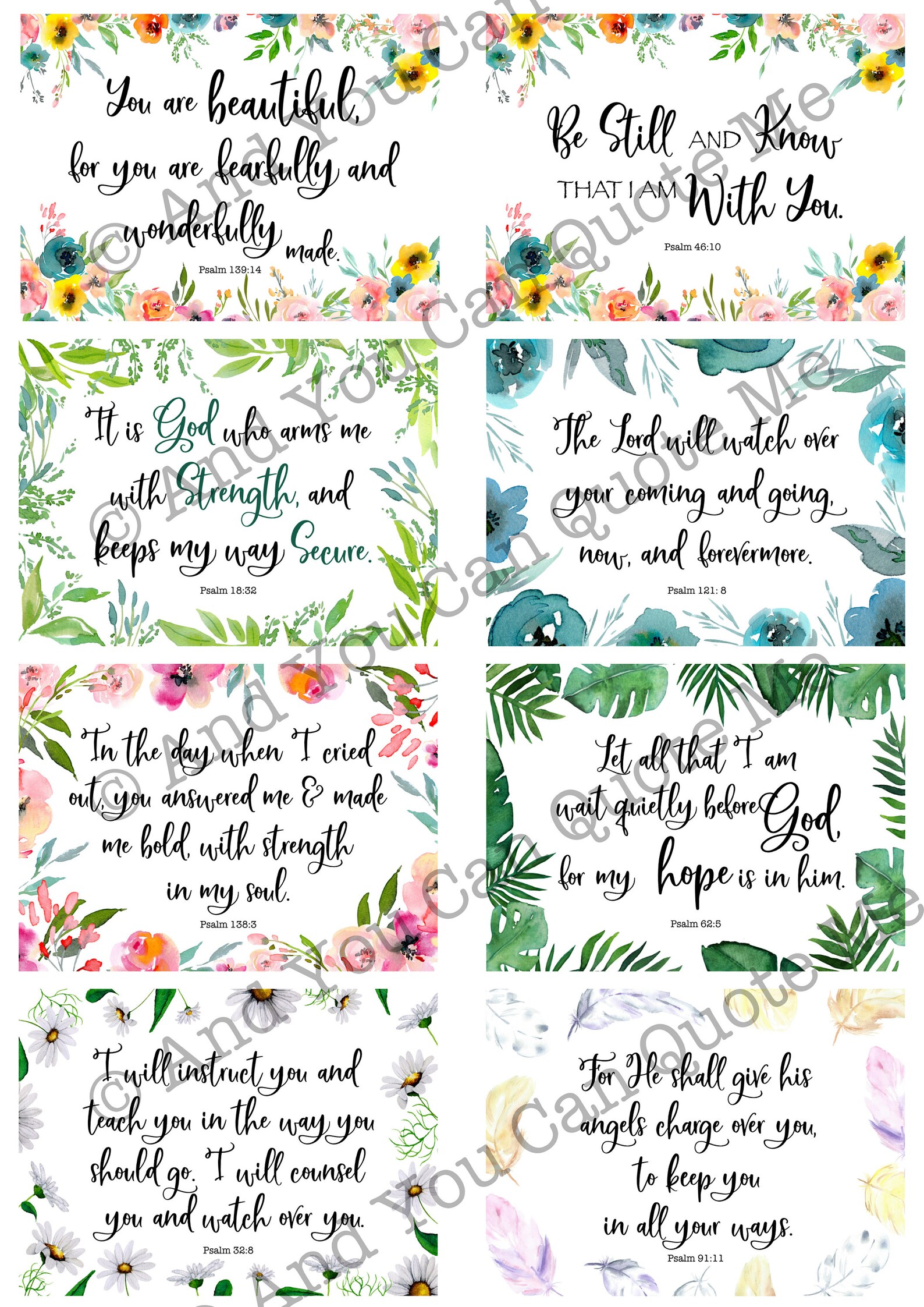 Small Bible Verse Cards, Psalms, Instant Downloads , Christian Gifts ...