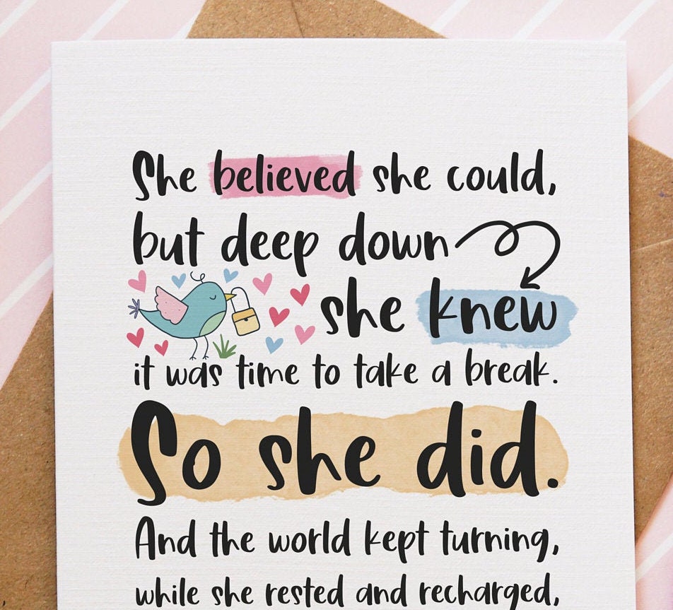 Self Care Card Anxiety Card Stress Card Time Out Card Time | Etsy