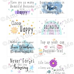 24 Printable Mini Positivity Cards, Inspiring Quotes, Encouragement ...