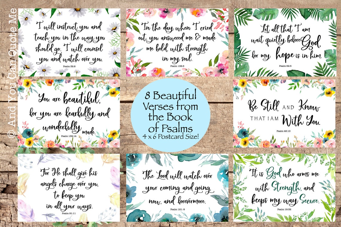 4x6 Bible Verse Cards Psalms Quotes Instant Download Cards | Etsy