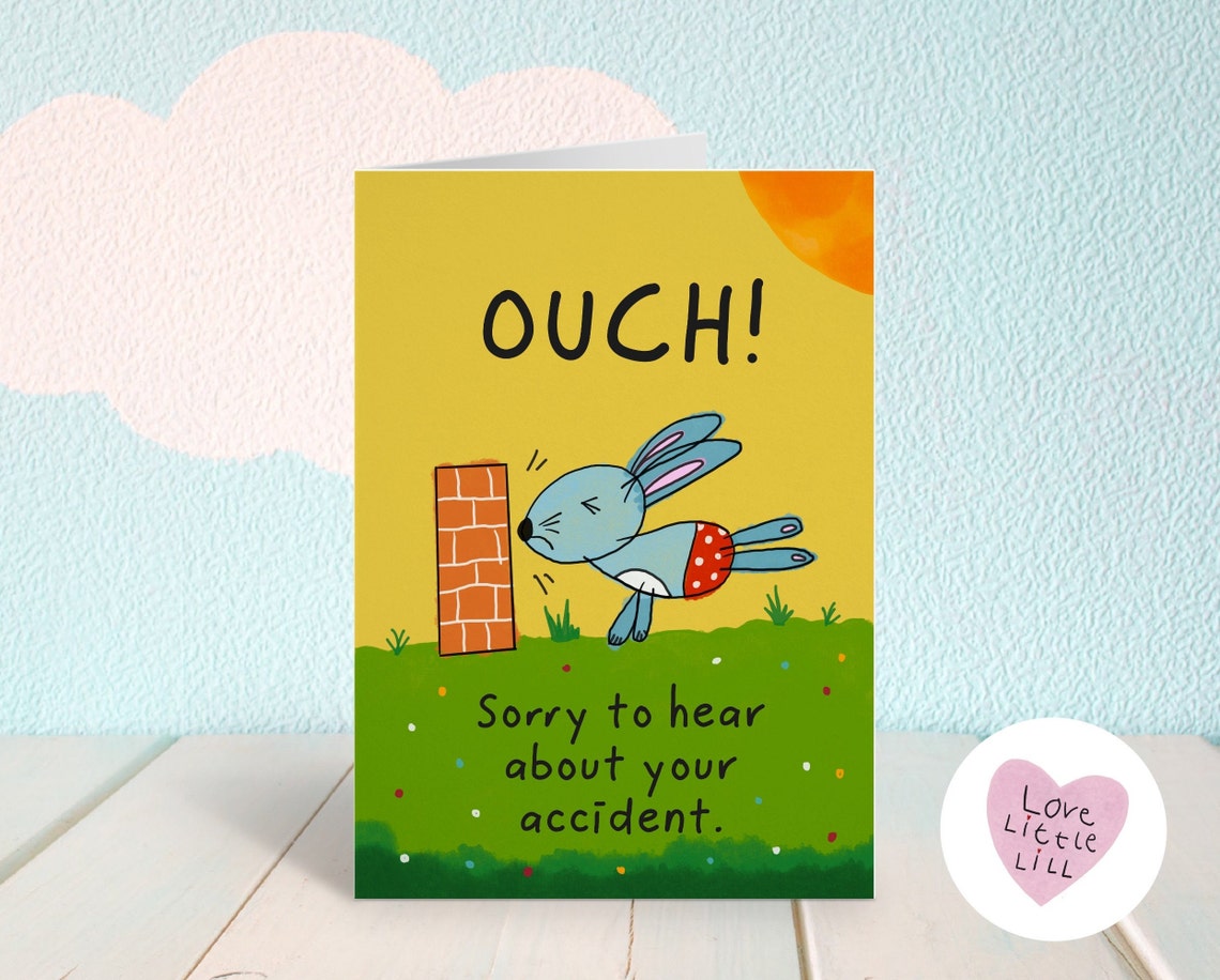 Get Well Soon Accident Card in Hospital Card Sympathy Card | Etsy UK
