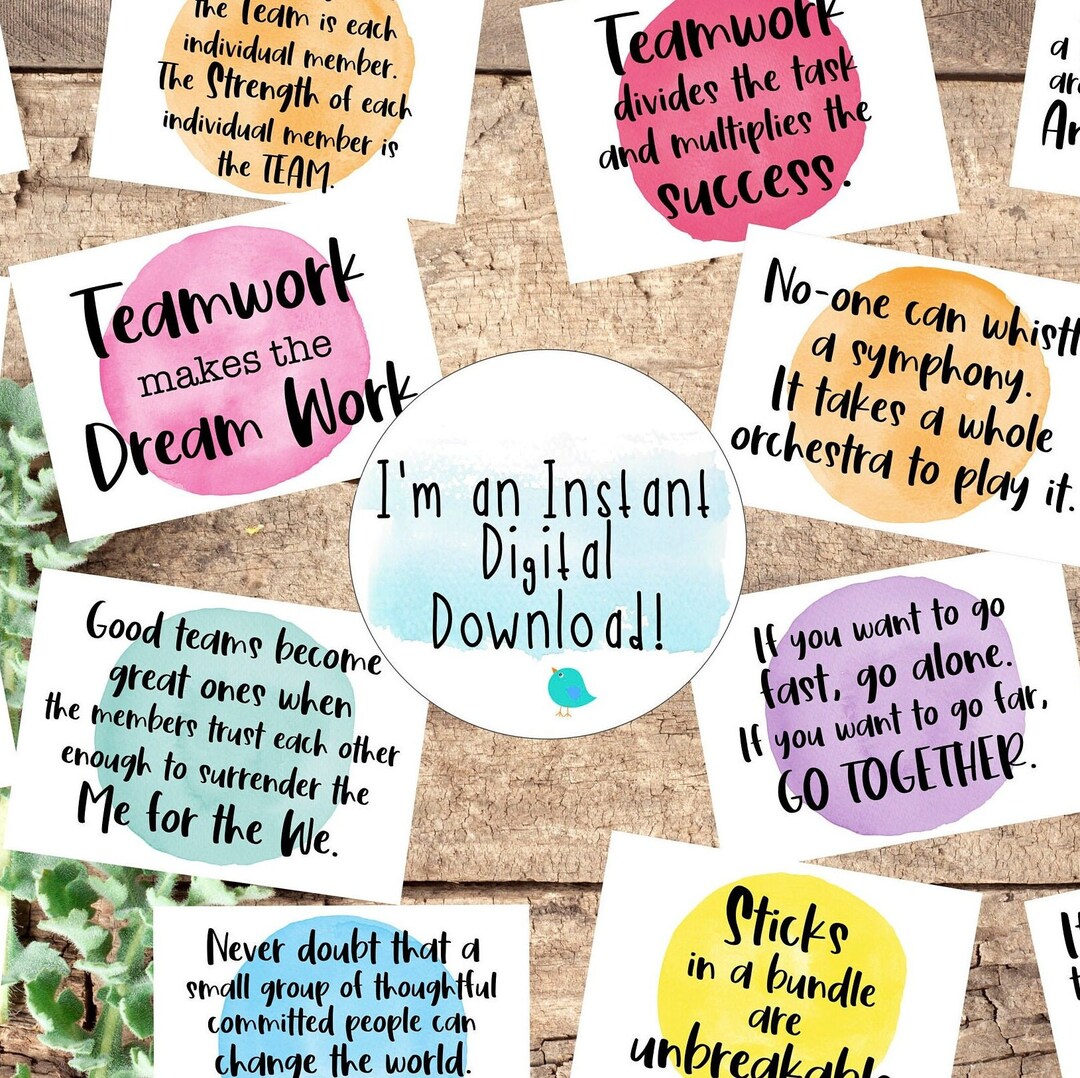Mini Teamwork Positivity Cards Teamwork Quotes Staff - Etsy