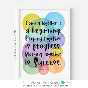Teamwork Print, Henry Ford Quote, Staff Room Print, Office Print ...