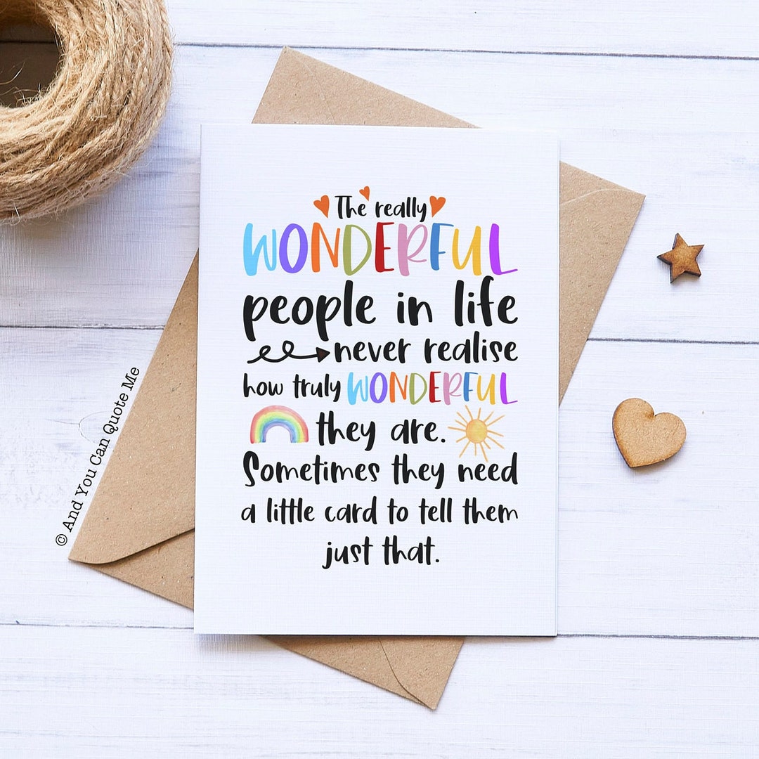 Wonderful People Positivity Card Friendship Card Thank You - Etsy