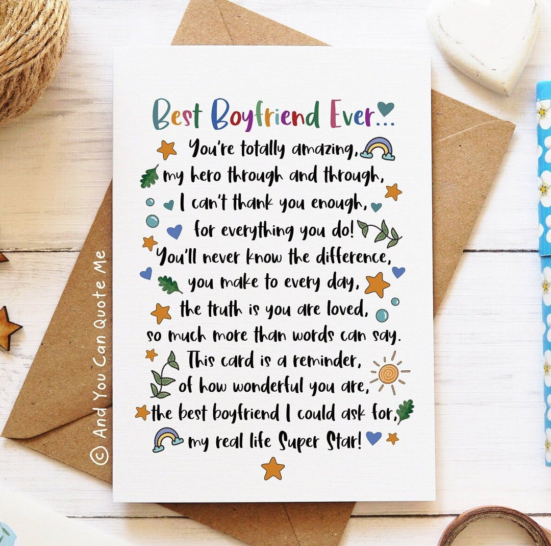 Best Boyfriend, Valentines Card, Anniversary Card, Love You, Thank You ...