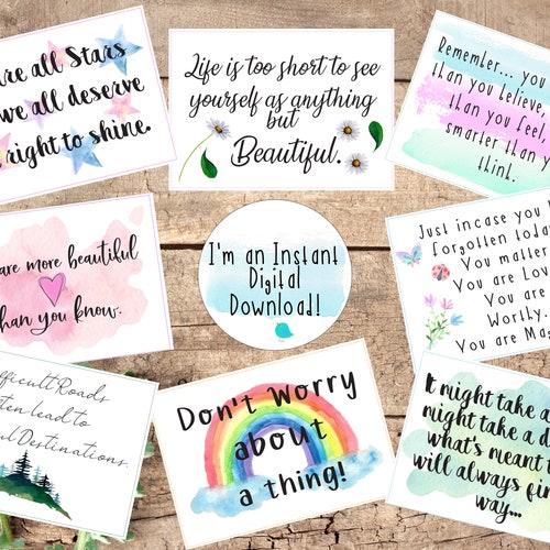 40 Printable Positivity Mini Cards Encouragement Quotes - Etsy