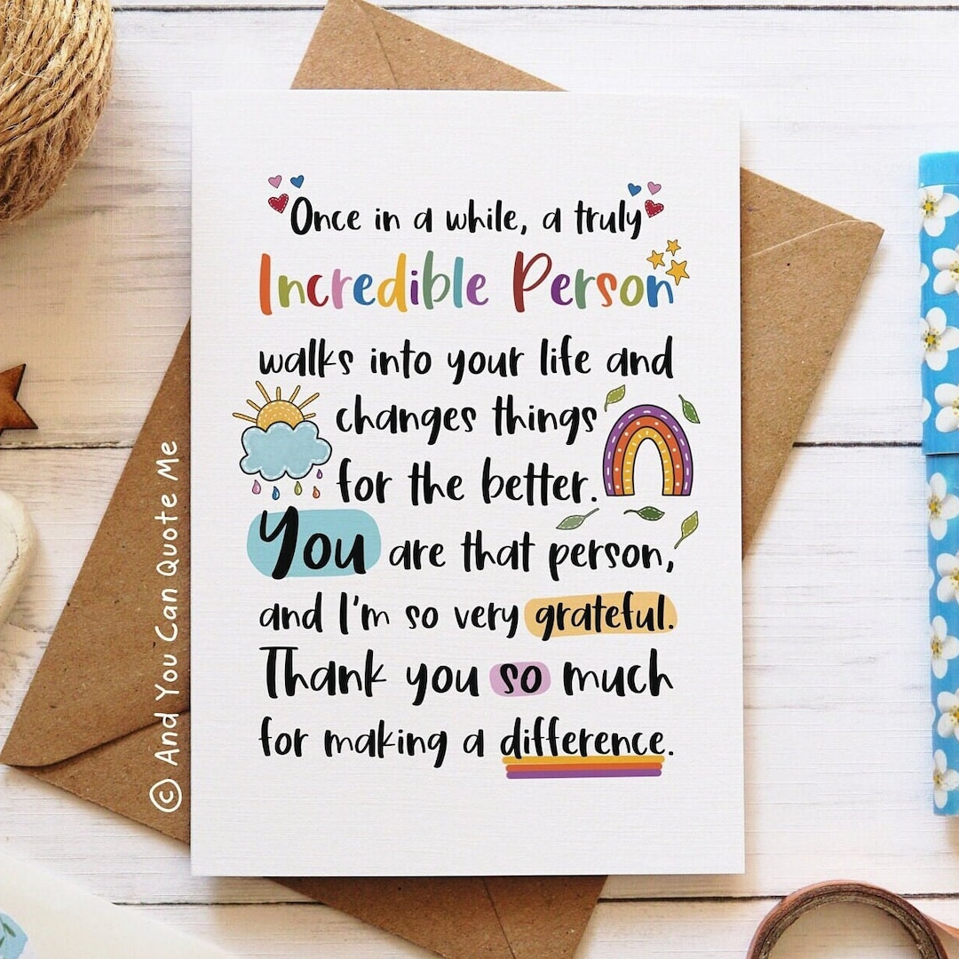 Incredible Person, Thank You Card, Appreciation Card, Friendship Card ...