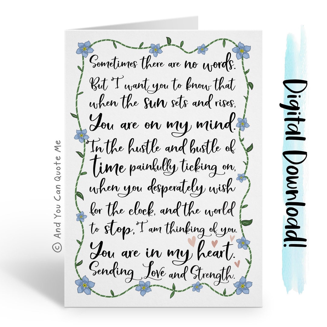 Printable Sympathy Card, Thinking of You, Instant Download, Suffering ...