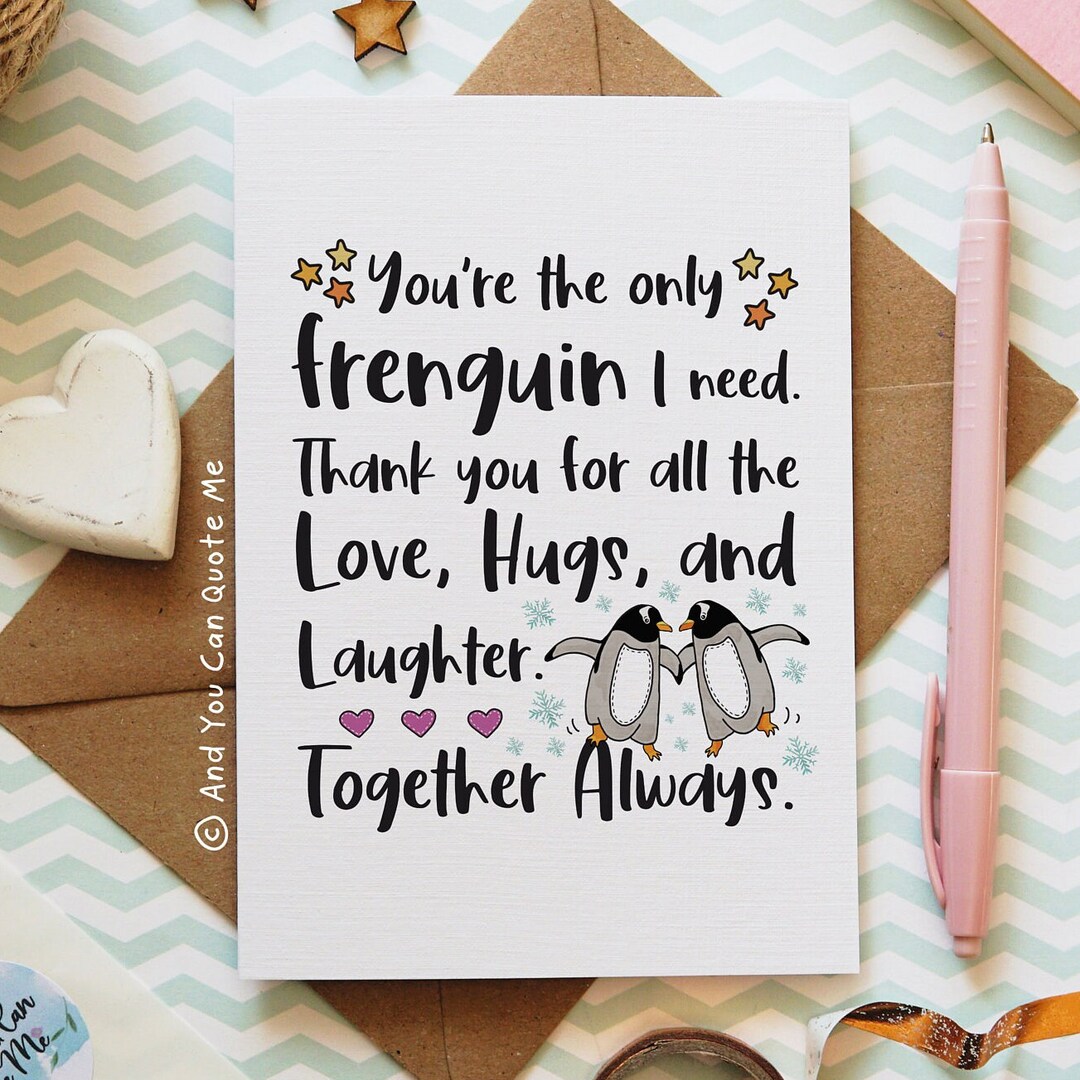 Friendship Card Penguin Card Thank You Friend Miss You - Etsy