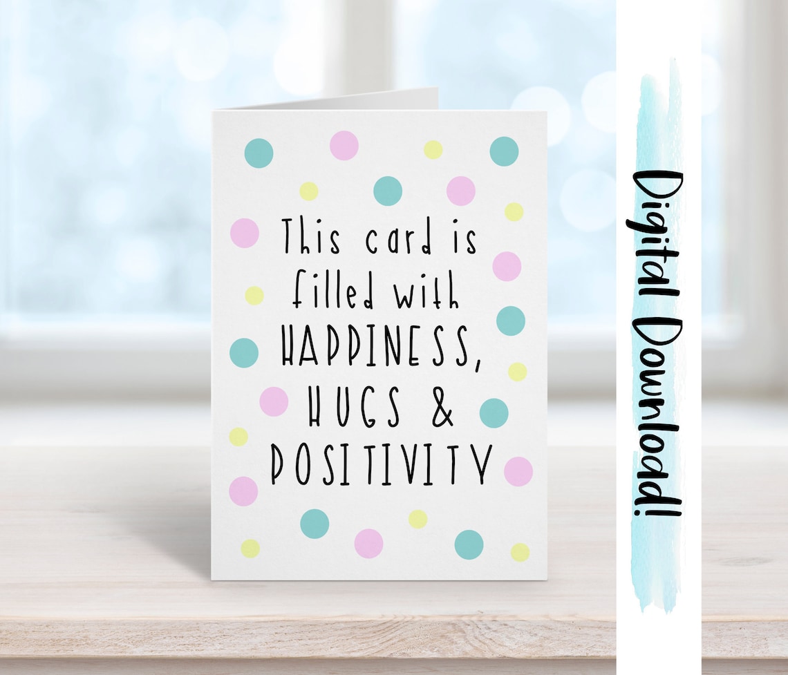 Positivity Card, Encouragement Card, Instant Download, Just Because ...