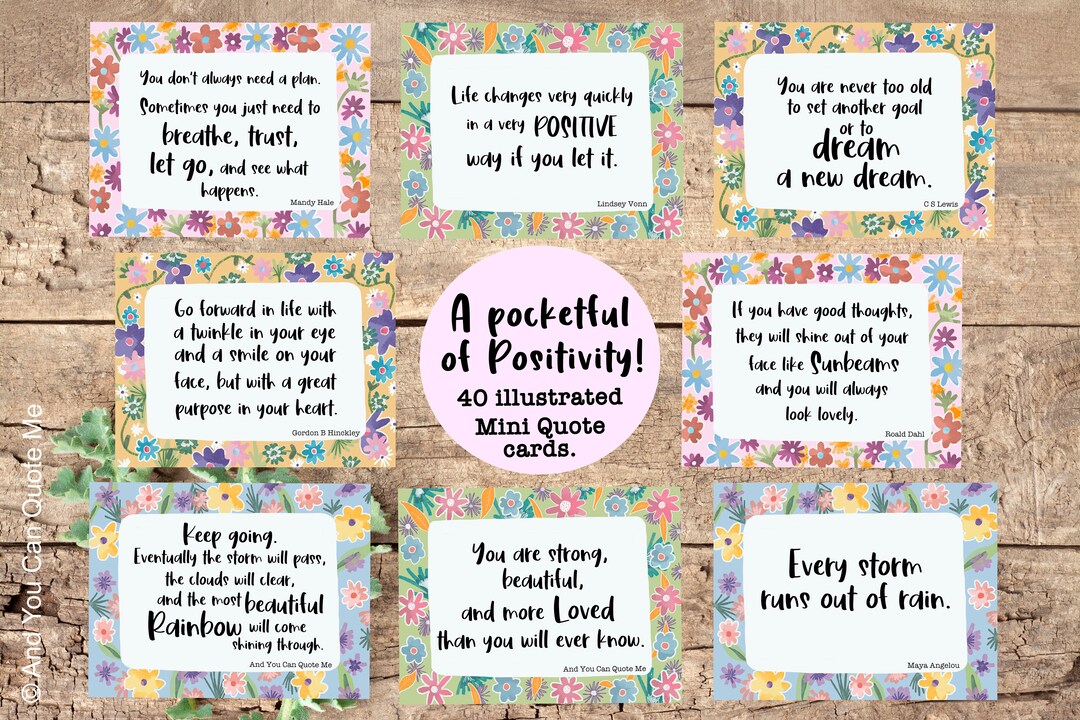 40 Printable Positivity Mini Cards Encouragement Quotes - Etsy