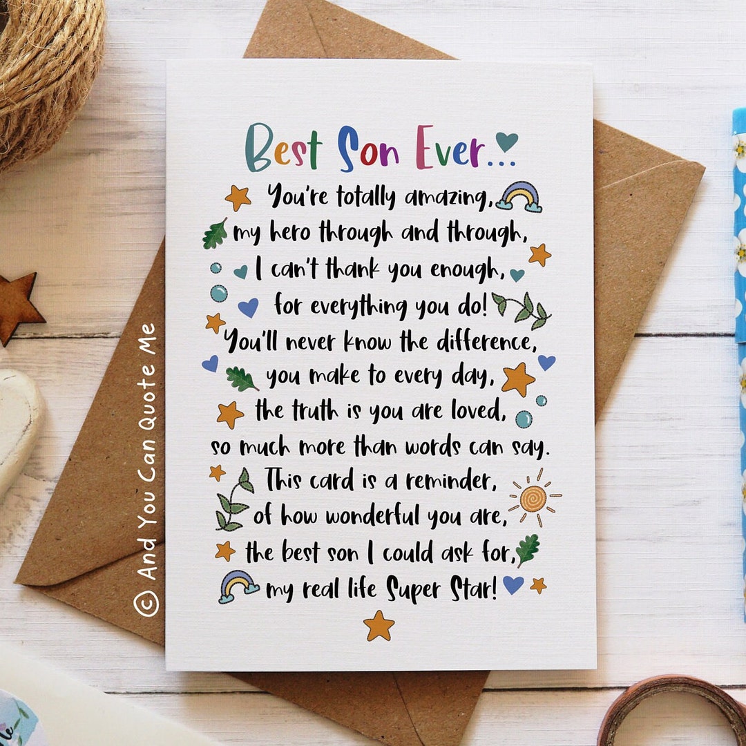 Best Son, Thank You Son, Son Card, Love You Son, Supportive Son, Son ...