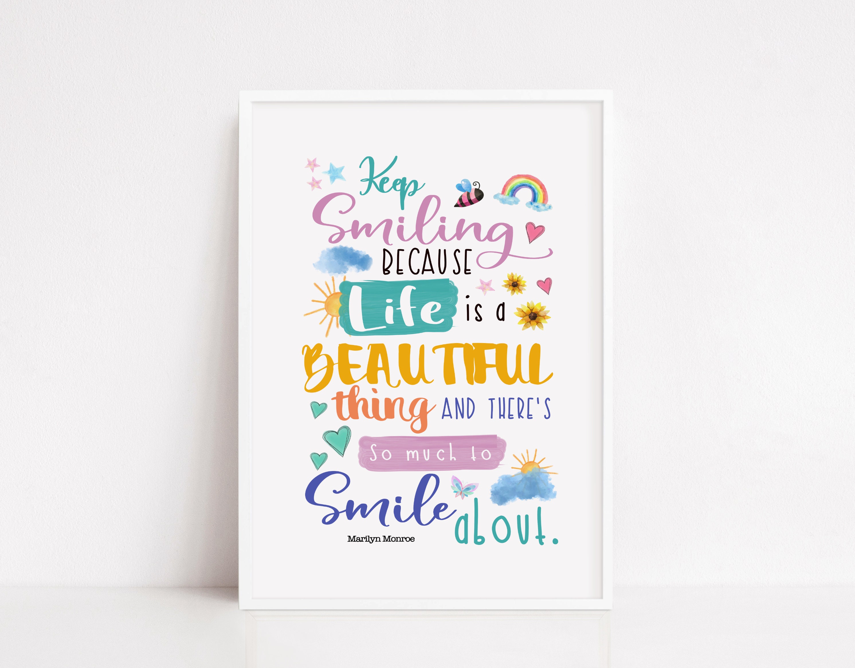 Keep Smiling Printable Art Print Download Typography Prints | Etsy