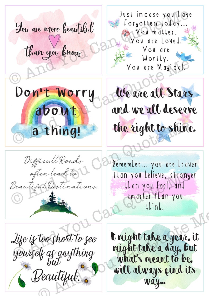 Printable Positivity Cards Inspirational Words Encouragement | Etsy