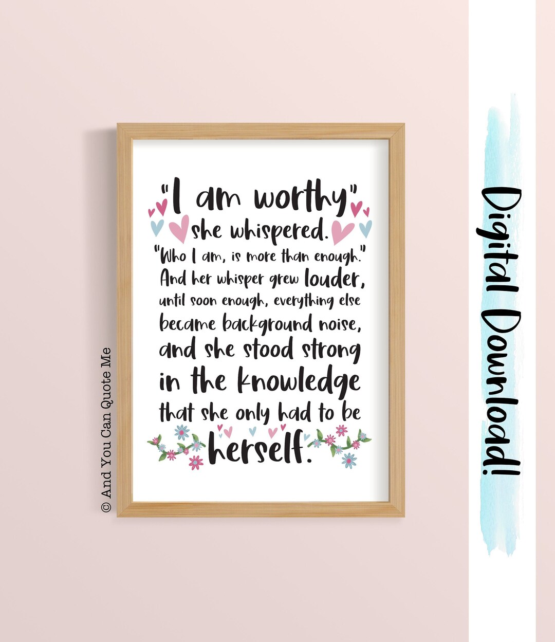 I Am Worthy Positivity Print Encouragement Print Anxiety - Etsy