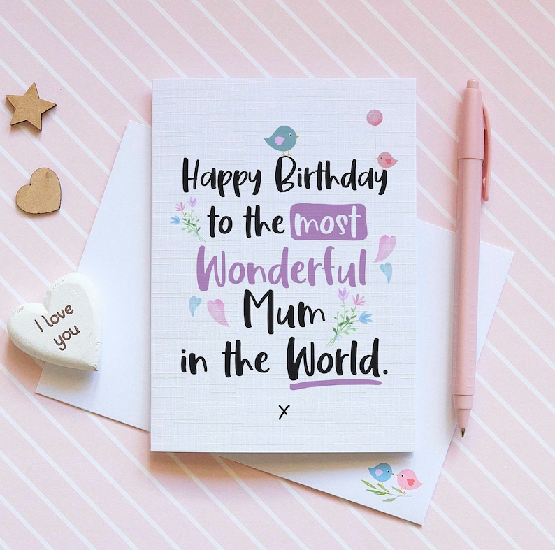 Mum Birthday Card Happy Birthday Mum Wonderful Mum Special - Etsy