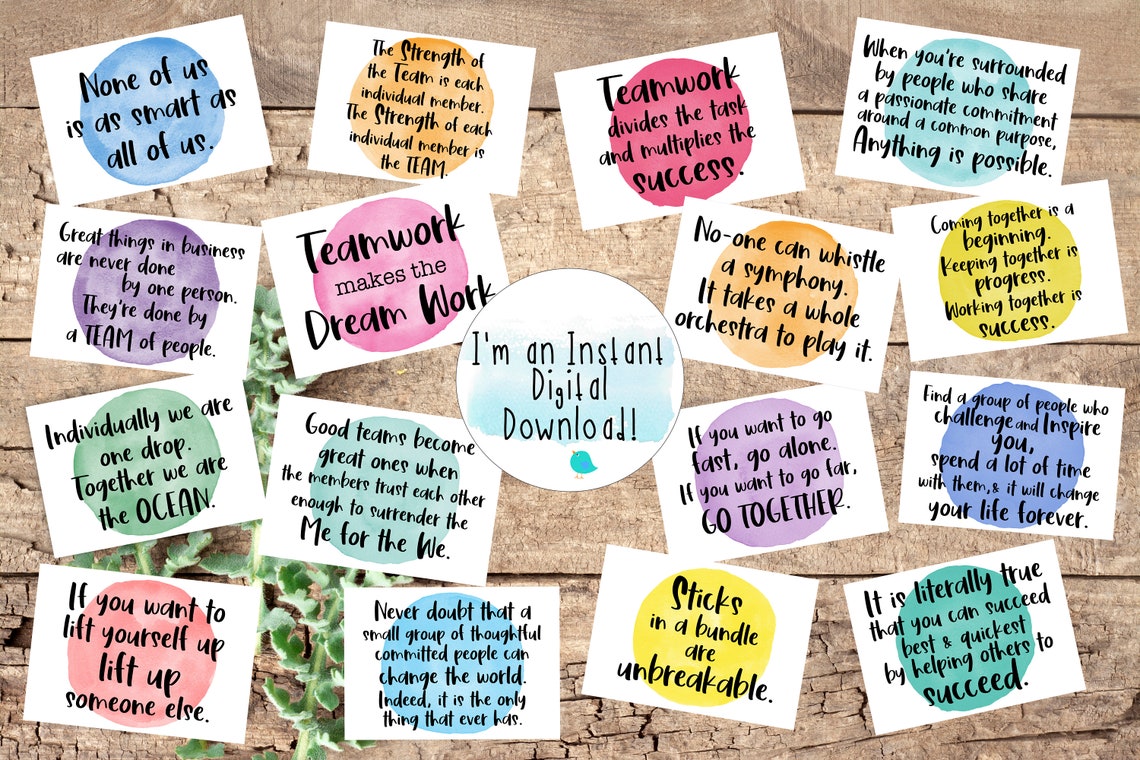 Mini Teamwork Positivity Cards Teamwork Quotes Staff | Etsy