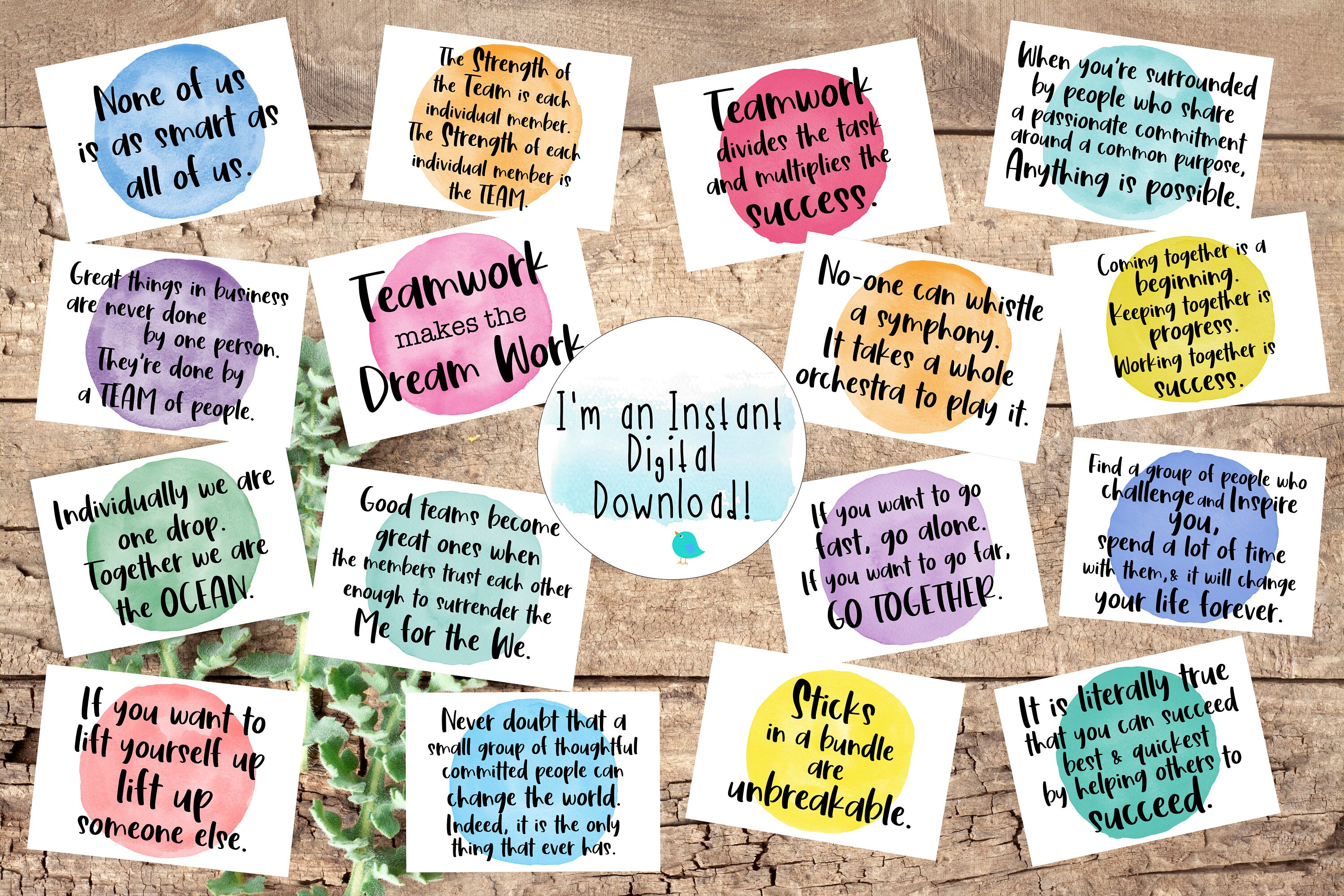 Mini Teamwork Positivity Cards Teamwork Quotes Staff | Etsy