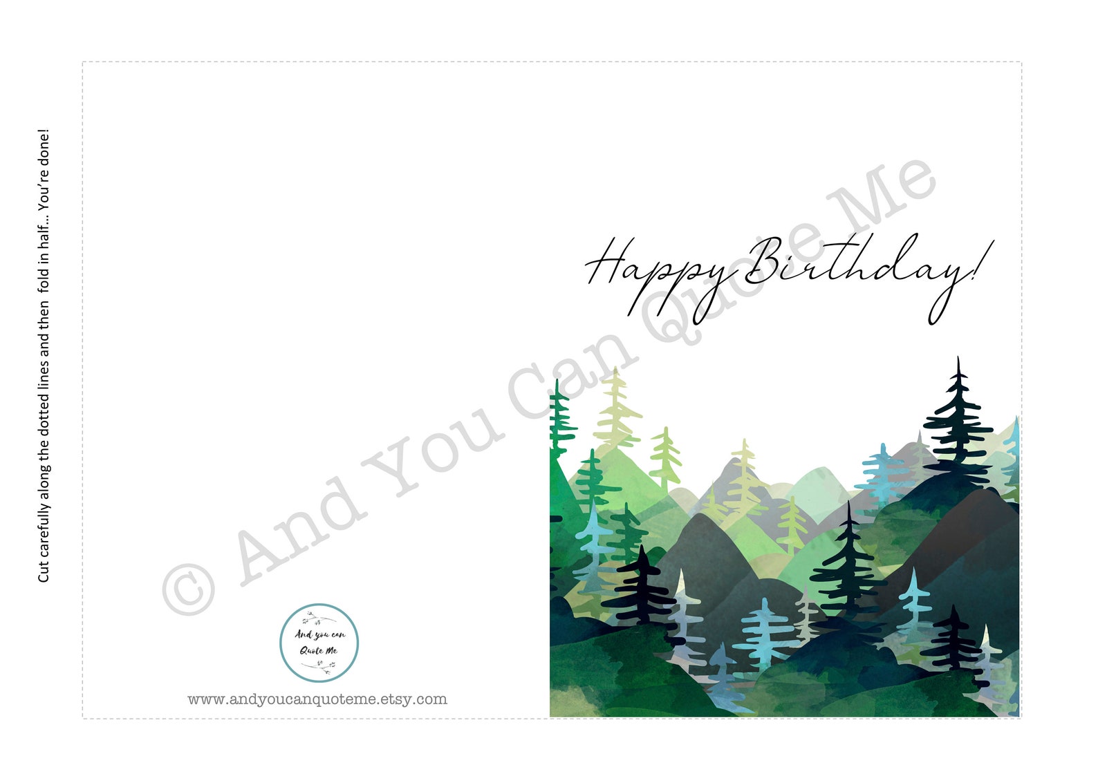 Happy Birthday Card Printable Card Card for Him Forest | Etsy