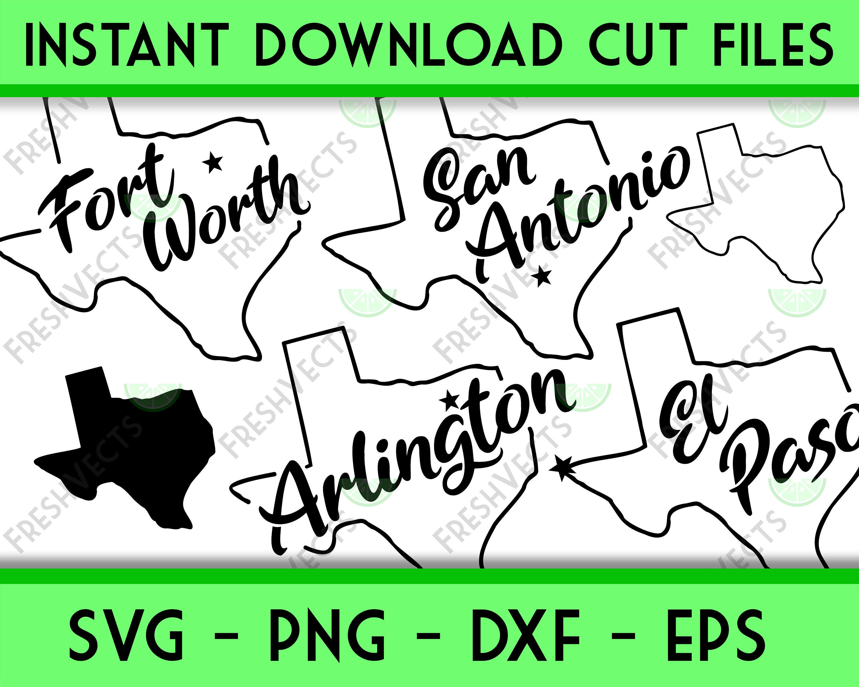 Texas Cities 2 Bundle | Cut File for Cricut and Silhouette | Commercial ...