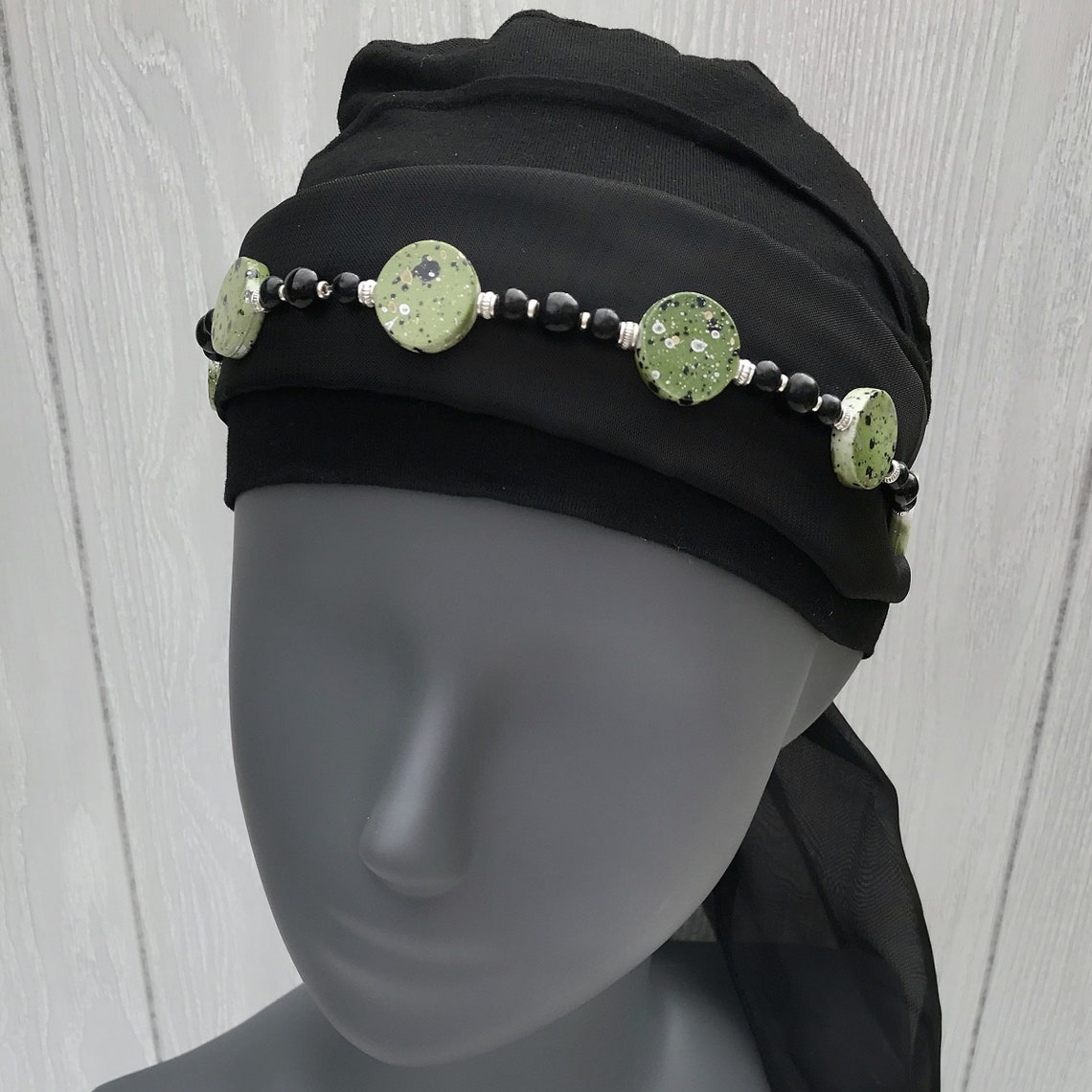 Moss Green Beaded Turban Accessory Accessories of Courage - Etsy